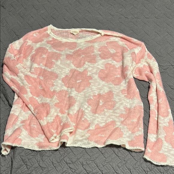 BiBi | Sweaters | Pink And White Floral Sweater From Bibi | Poshmark